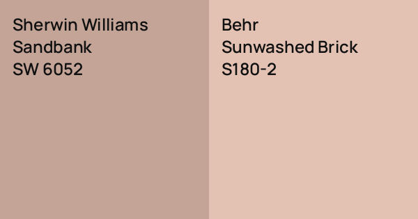 Sherwin Williams Sandbank vs. Behr Sunwashed Brick comparison