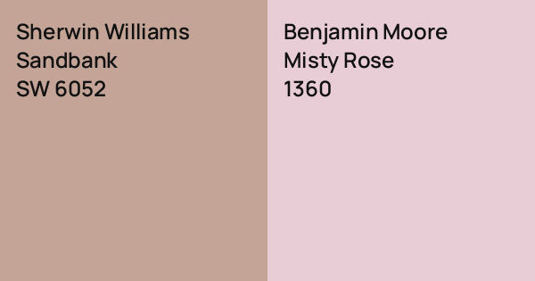 Sherwin Williams Sandbank vs. Benjamin Moore Misty Rose comparison