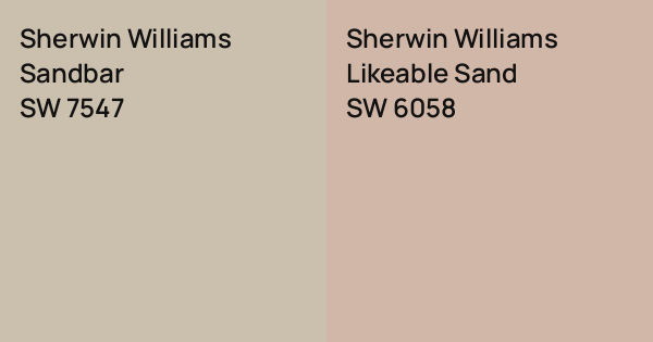 Sherwin Williams Sandbar vs. Sherwin Williams Likeable Sand comparison