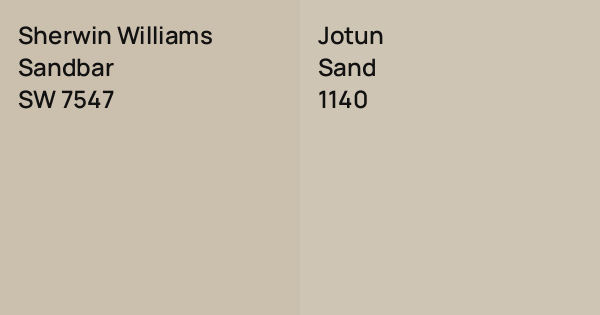 Sherwin Williams Sandbar vs. Jotun Sand comparison