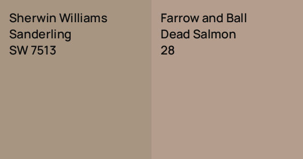 Sherwin Williams Sanderling vs. Farrow and Ball Dead Salmon comparison