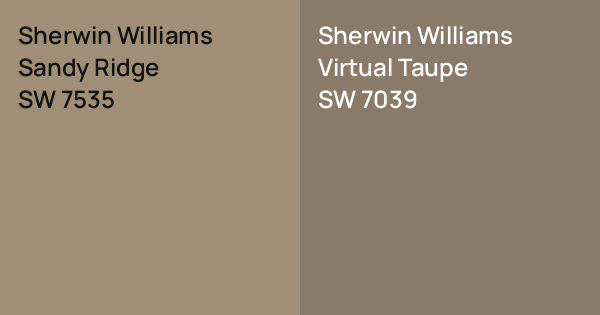 Sherwin Williams Sandy Ridge vs. Sherwin Williams Virtual Taupe comparison