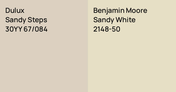 Dulux Sandy Steps vs. Benjamin Moore Sandy White comparison