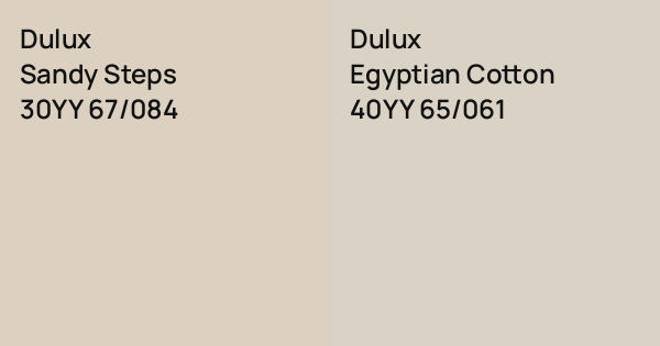 Dulux Sandy Steps vs. Dulux Egyptian Cotton comparison