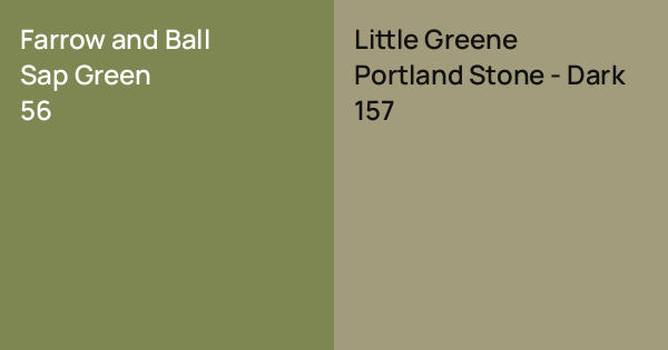 Farrow and Ball Sap Green vs. Little Greene Portland Stone - Dark ...