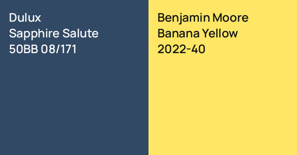 Dulux Sapphire Salute vs. Benjamin Moore Banana Yellow comparison