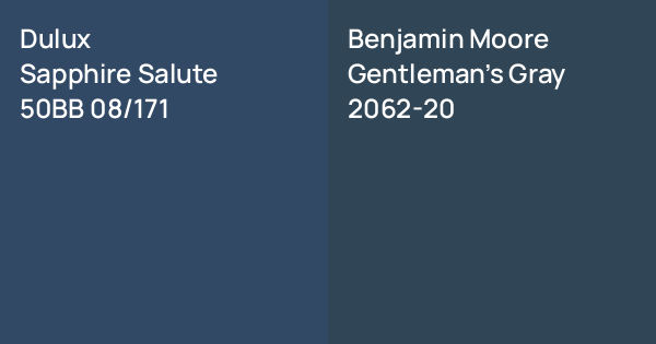 Dulux Sapphire Salute vs. Benjamin Moore Gentleman's Gray comparison