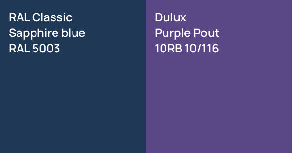 RAL Classic Sapphire blue vs. Dulux Purple Pout comparison