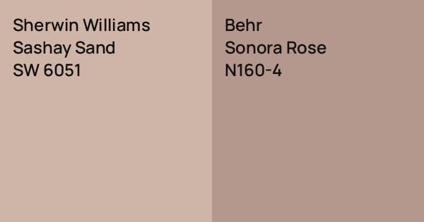 Sherwin Williams Sashay Sand vs. Behr Sonora Rose comparison