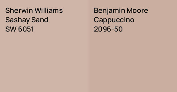 Sherwin Williams Sashay Sand vs. Benjamin Moore Cappuccino comparison