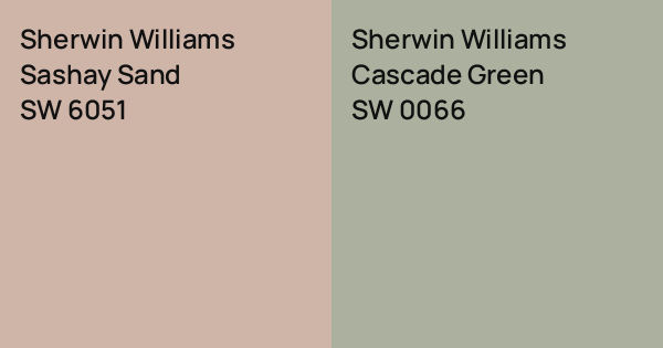 Sherwin Williams Sashay Sand vs. Sherwin Williams Cascade Green comparison