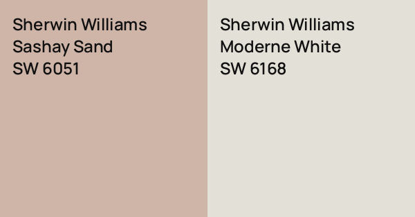 Sherwin Williams Sashay Sand vs. Sherwin Williams Moderne White comparison