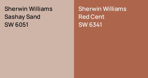 Sherwin Williams Sashay Sand vs. Sherwin Williams Red Cent comparison