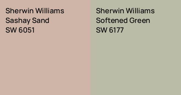 Sherwin Williams Sashay Sand vs. Sherwin Williams Softened Green comparison