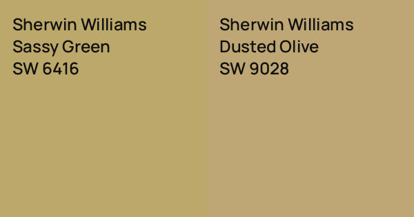 Sherwin Williams Sassy Green vs. Sherwin Williams Dusted Olive comparison