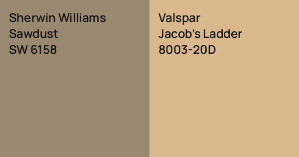 Sherwin Williams Sawdust vs. Valspar Jacob's Ladder comparison
