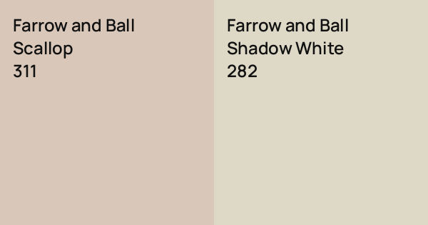 Farrow and Ball Scallop vs. Farrow and Ball Shadow White comparison
