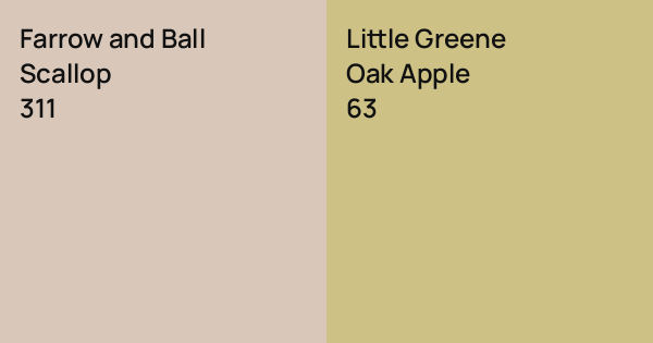 Farrow and Ball Scallop vs. Little Greene Oak Apple comparison