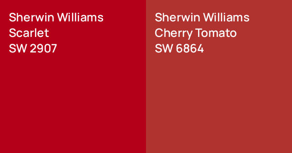 Sherwin Williams Scarlet vs. Sherwin Williams Cherry Tomato comparison