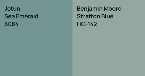 Jotun Sea Emerald vs. Benjamin Moore Stratton Blue comparison