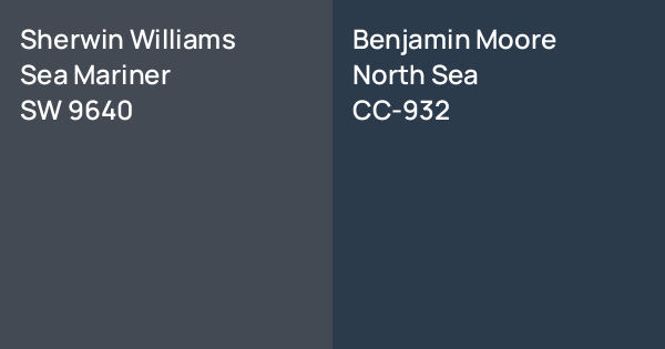 Sherwin Williams Sea Mariner vs. Benjamin Moore North Sea comparison