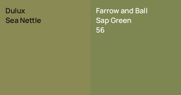 Dulux Sea Nettle vs. Farrow and Ball Sap Green comparison