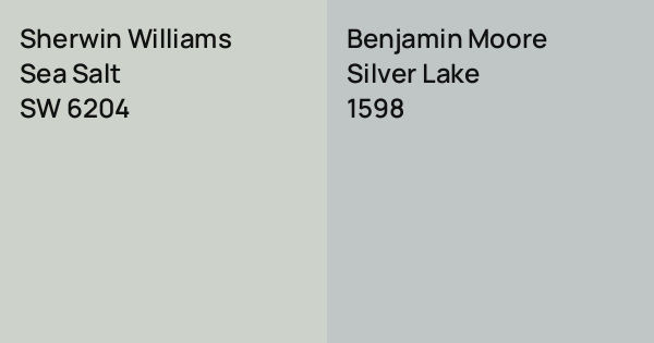 Sherwin Williams Sea Salt vs. Benjamin Moore Silver Lake comparison