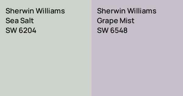 Sherwin Williams Sea Salt vs. Sherwin Williams Grape Mist comparison