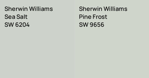 Sherwin Williams Sea Salt vs. Sherwin Williams Pine Frost comparison
