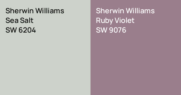 Sherwin Williams Sea Salt vs. Sherwin Williams Ruby Violet comparison