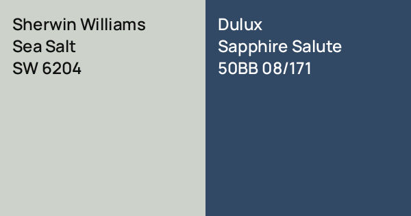 Sherwin Williams Sea Salt vs. Dulux Sapphire Salute comparison