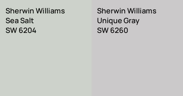 Sherwin Williams Sea Salt vs. Sherwin Williams Unique Gray comparison