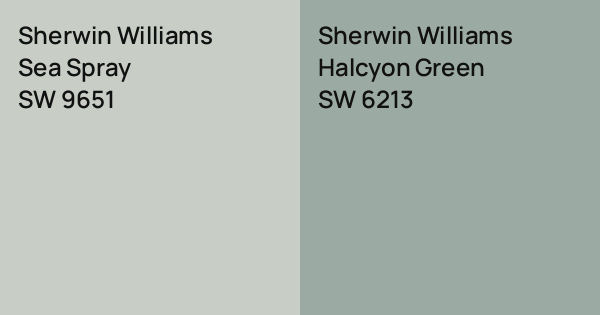Sherwin Williams Sea Spray vs. Sherwin Williams Halcyon Green comparison
