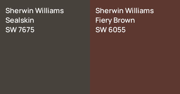 Sherwin Williams Sealskin vs. Sherwin Williams Fiery Brown comparison
