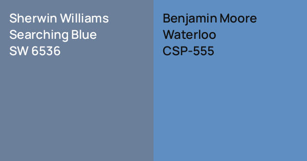 Sherwin Williams Searching Blue vs. Benjamin Moore Waterloo comparison