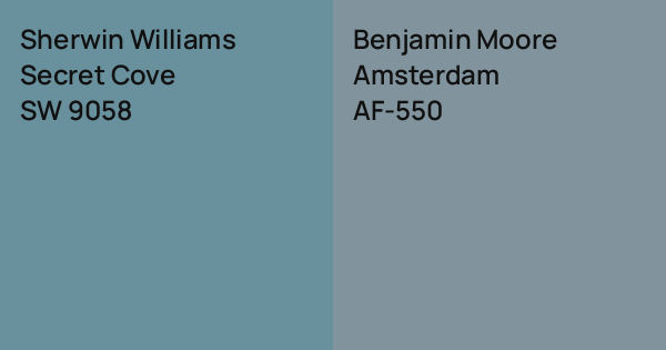 Sherwin Williams Secret Cove vs. Benjamin Moore Amsterdam comparison