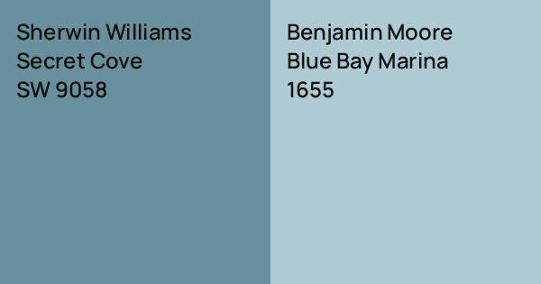 Sherwin Williams Secret Cove vs. Benjamin Moore Blue Bay Marina comparison