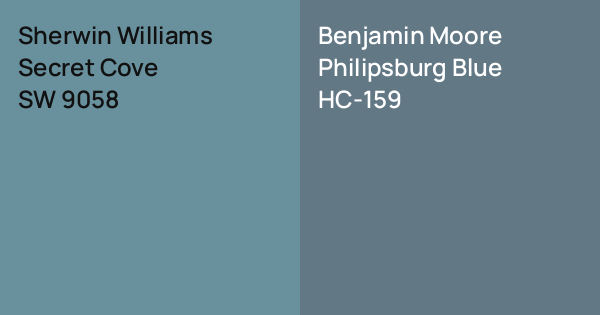 Sherwin Williams Secret Cove vs. Benjamin Moore Philipsburg Blue comparison