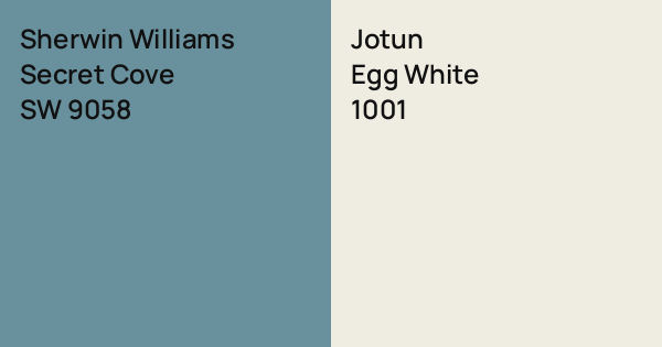 Sherwin Williams Secret Cove vs. Jotun Egg White comparison
