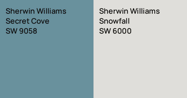 Sherwin Williams Secret Cove vs. Sherwin Williams Snowfall comparison