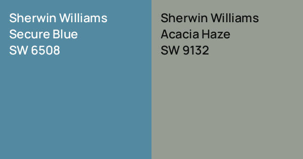 Sherwin Williams Secure Blue vs. Sherwin Williams Acacia Haze comparison