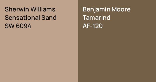 Sherwin Williams Sensational Sand vs. Benjamin Moore Tamarind comparison