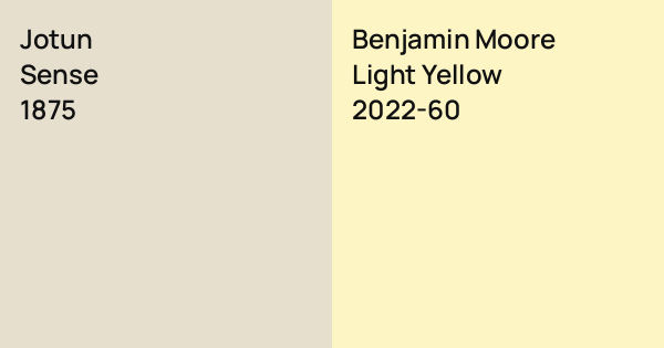 Jotun Sense vs. Benjamin Moore Light Yellow comparison