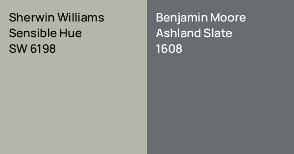 Sherwin Williams Sensible Hue vs. Benjamin Moore Ashland Slate comparison