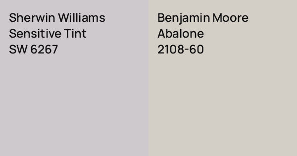 Sherwin Williams Sensitive Tint vs. Benjamin Moore Abalone comparison