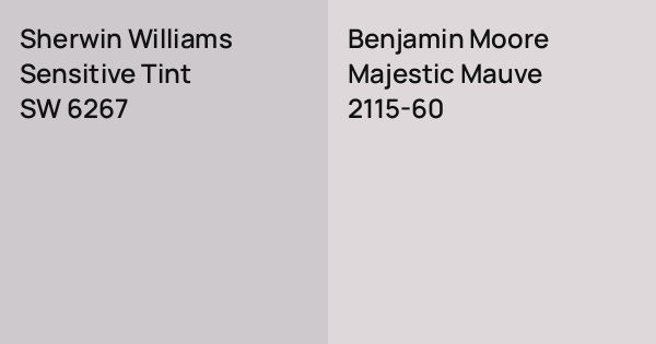 Sherwin Williams Sensitive Tint vs. Benjamin Moore Majestic Mauve ...