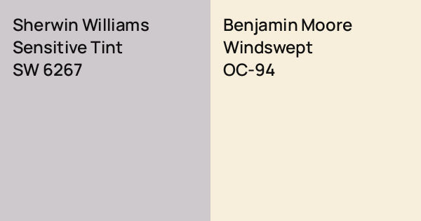 Sherwin Williams Sensitive Tint vs. Benjamin Moore Windswept comparison