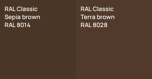 RAL Classic Sepia brown vs. RAL Classic Terra brown comparison