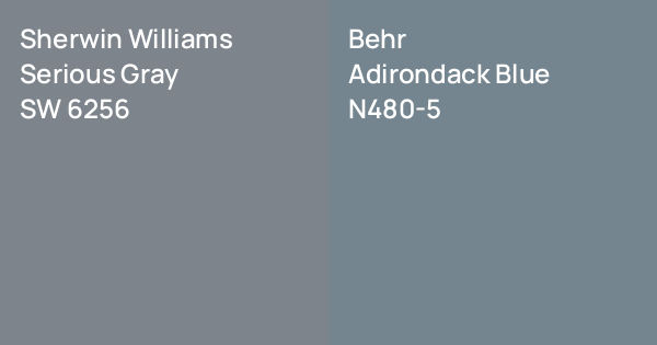 Sherwin Williams Serious Gray vs. Behr Adirondack Blue comparison