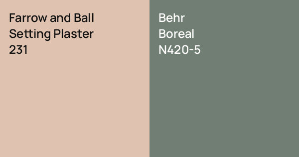 Farrow and Ball Setting Plaster vs. Behr Boreal comparison